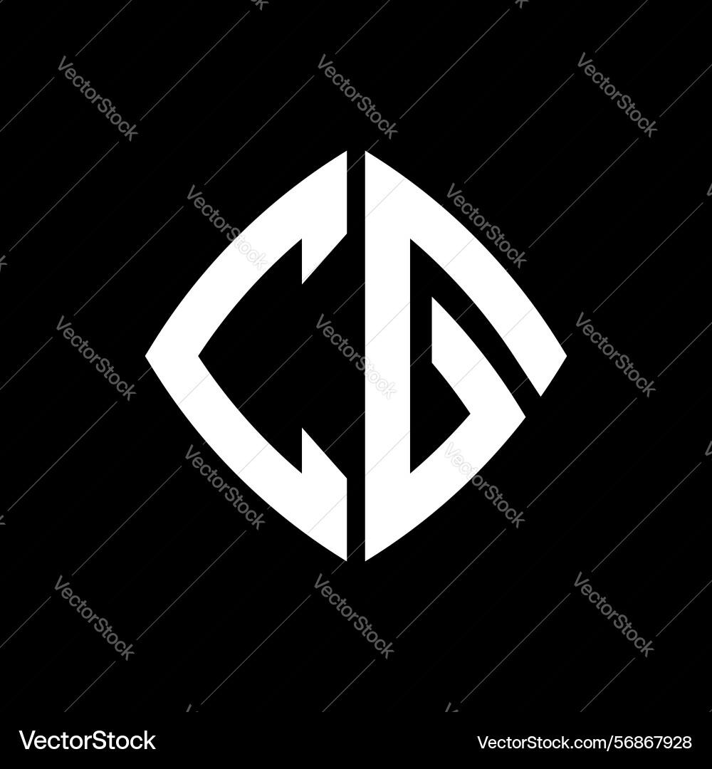 Cg geometric monogram logo curved square style Vector Image