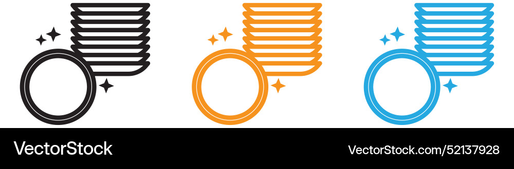 Clean stack plates logo set collection for web Vector Image