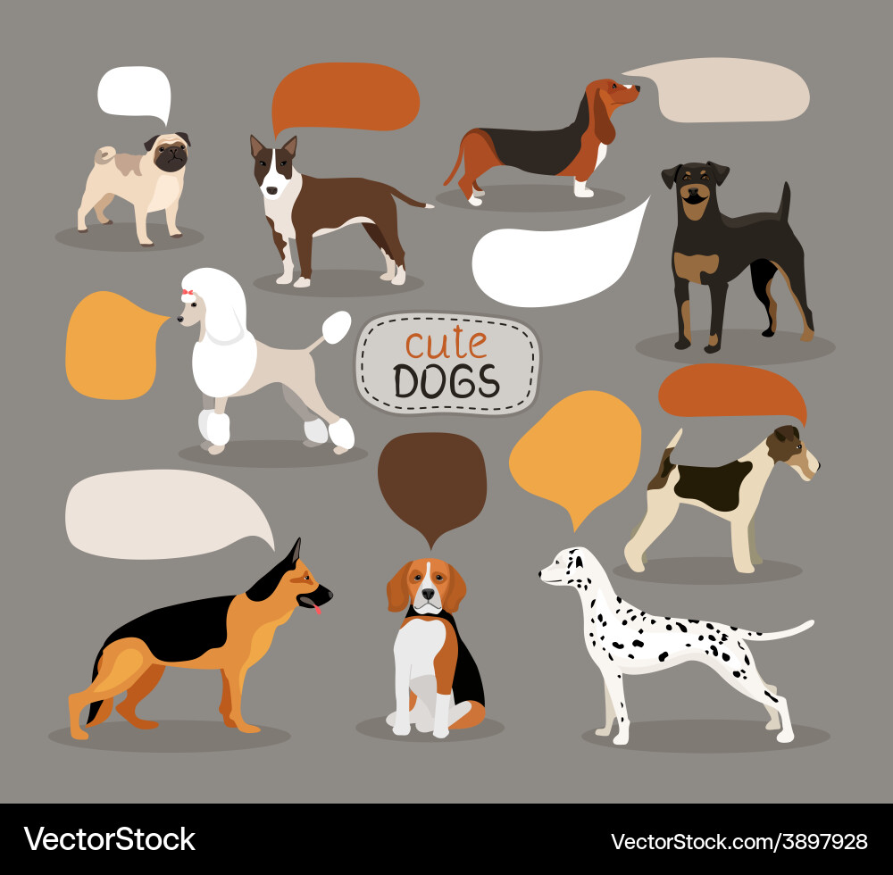 Dog Breeds with Speech Bubbles Royalty Free Vector Image