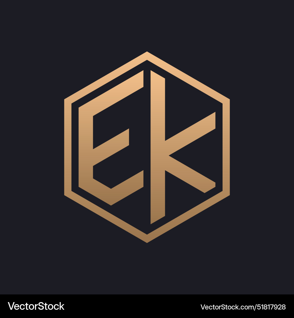 Elegant hexagon letter ek logo design initial Vector Image