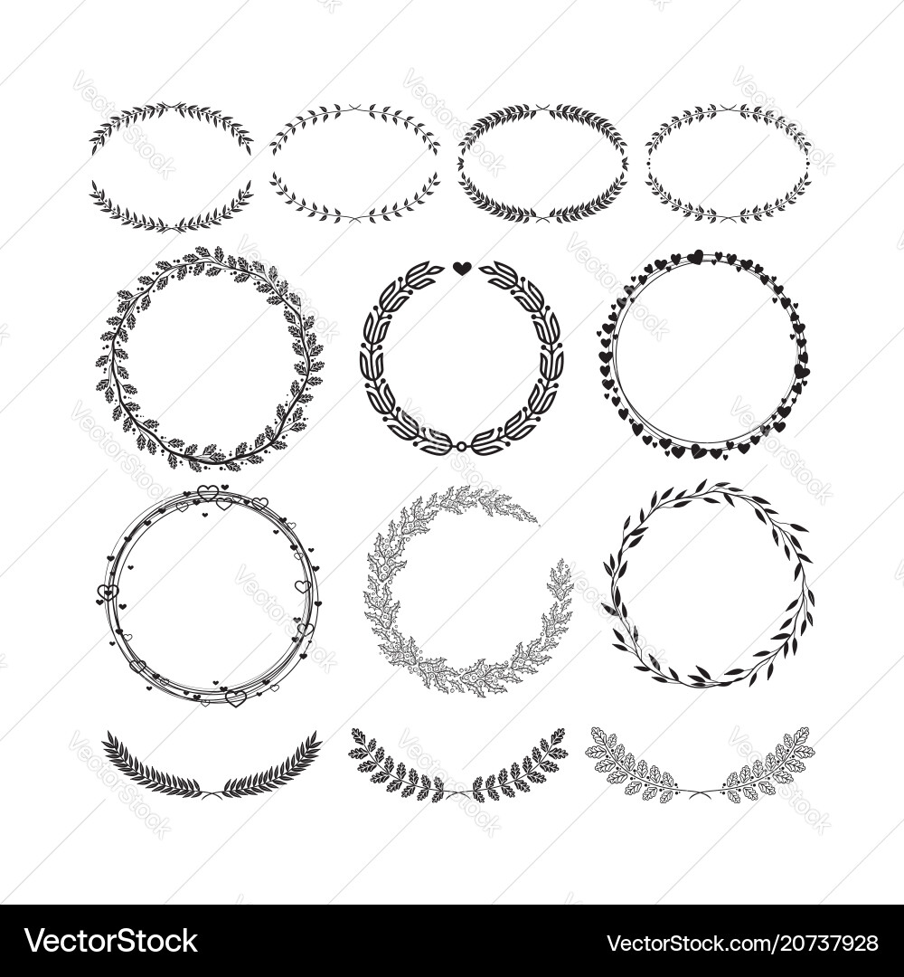 Laurels and wreaths design elements Royalty Free Vector