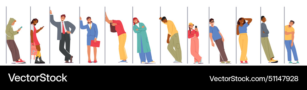 People leaning against walls each with a unique Vector Image