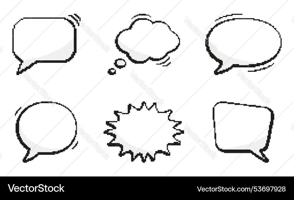 Pixel Kunst Sprachblasen Icons setzen retro Vektorbild