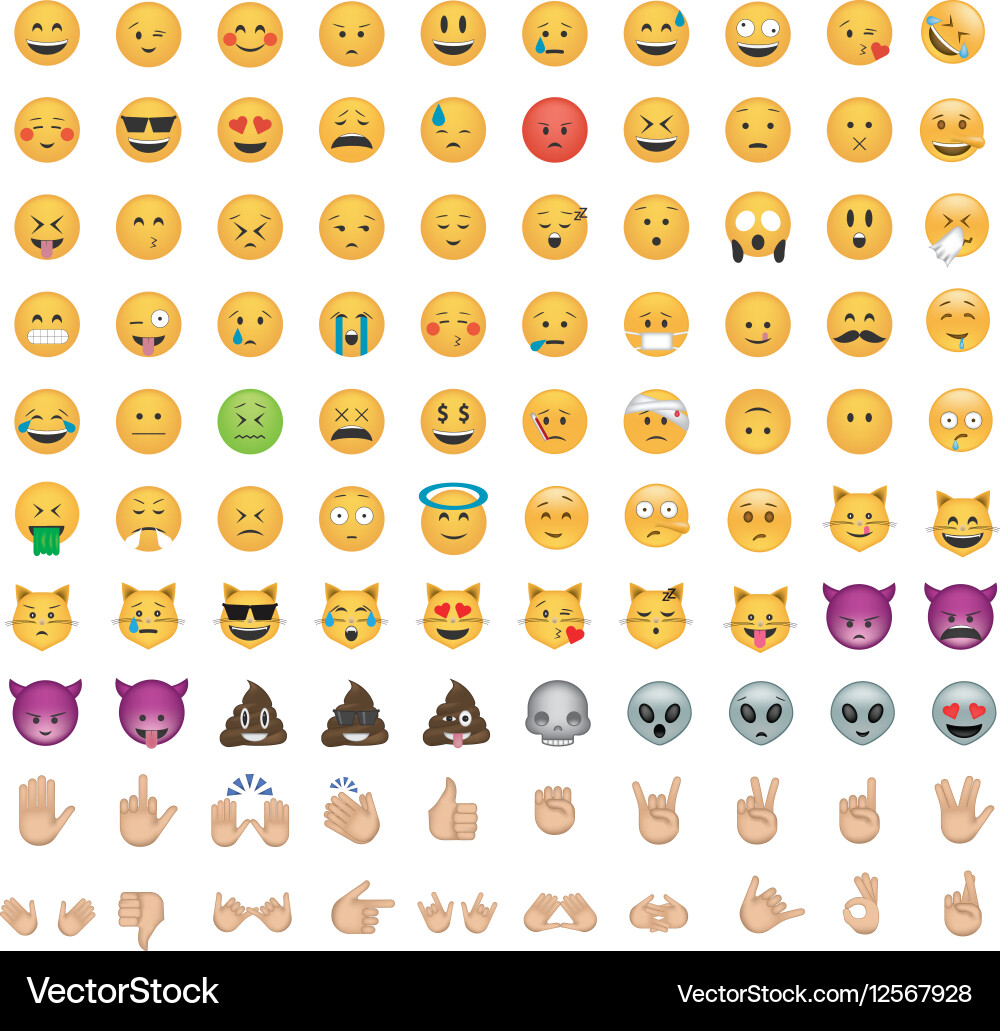 Set of emoticon isolated on white background Vector Image
