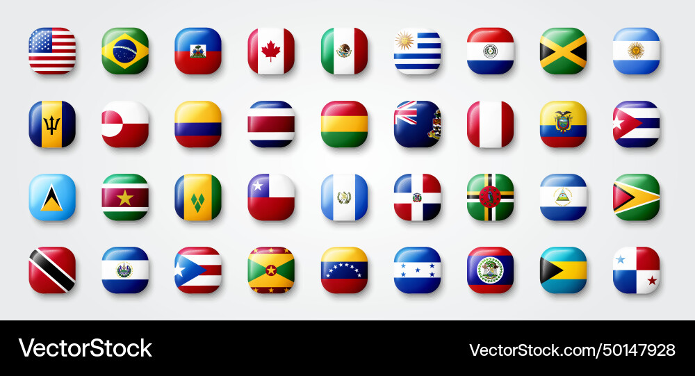 Soft button set with north and south america flags