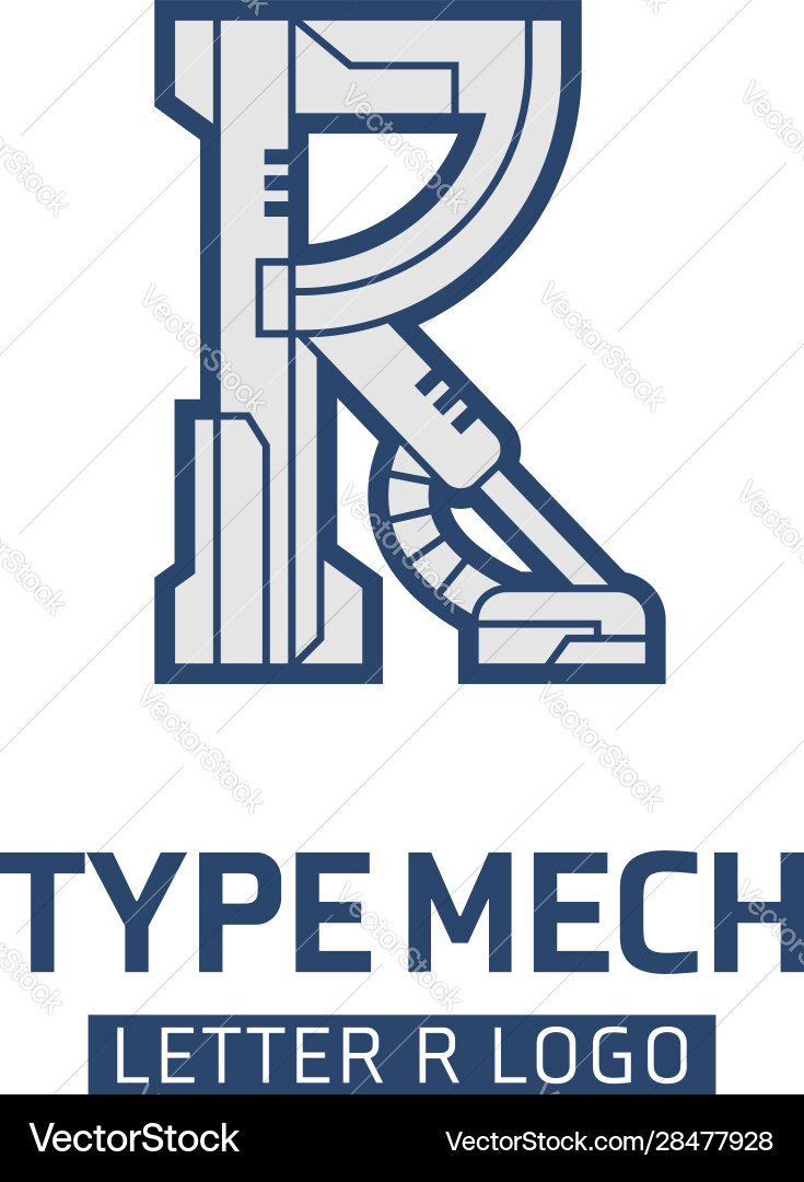Type letter r mech logo initial logotype Vector Image