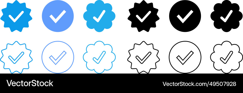 Verified Tick Badge Icon Set Royalty Free Vector Image