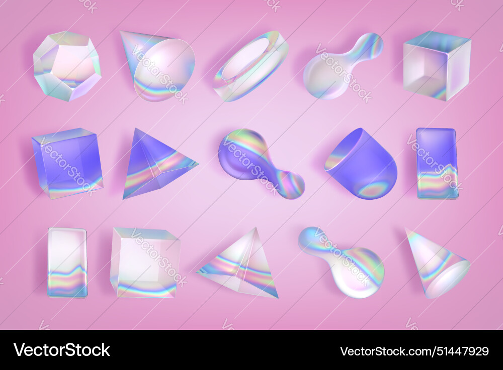 3d abstract glass shape and crystal light gradient