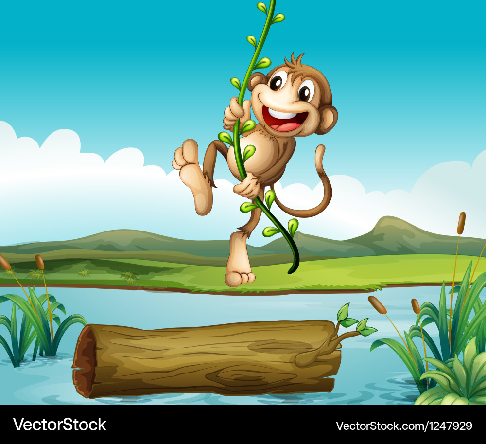 A monkey swinging Royalty Free Vector Image - VectorStock