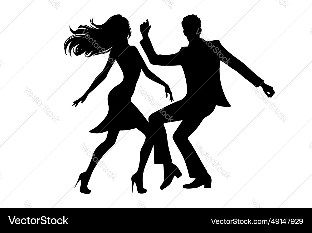 Disco Paar Tanz Silhouette Lizenzfreies Vektorbild