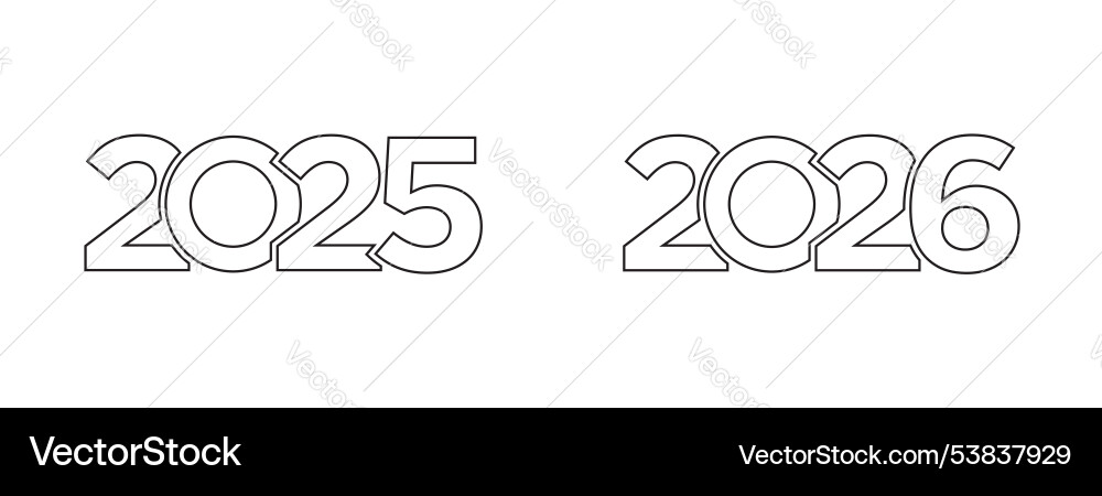 Happy new year 2025 2026 text logo design Vector Image