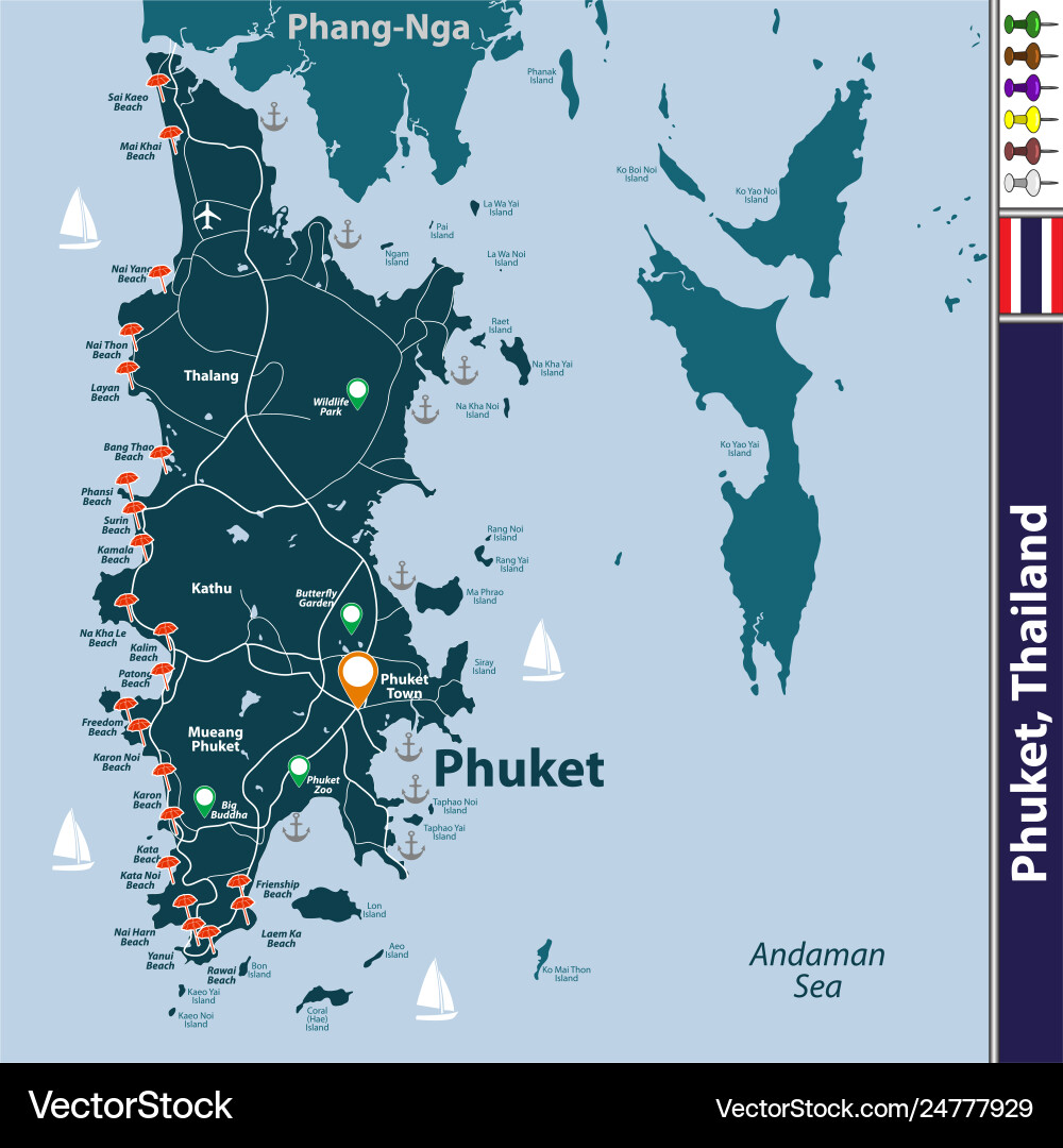 Map phuket province thailand Royalty Free Vector Image