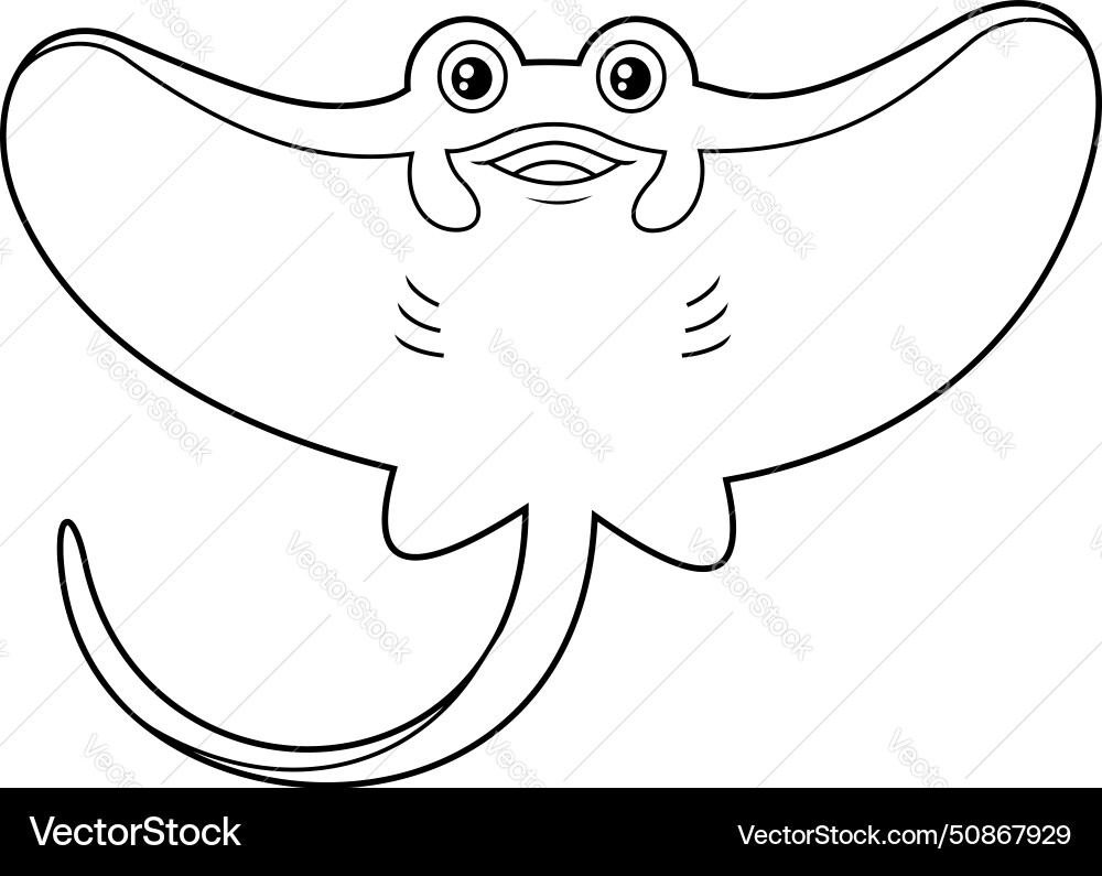 Outlined cute stingray fish cartoon character Vector Image