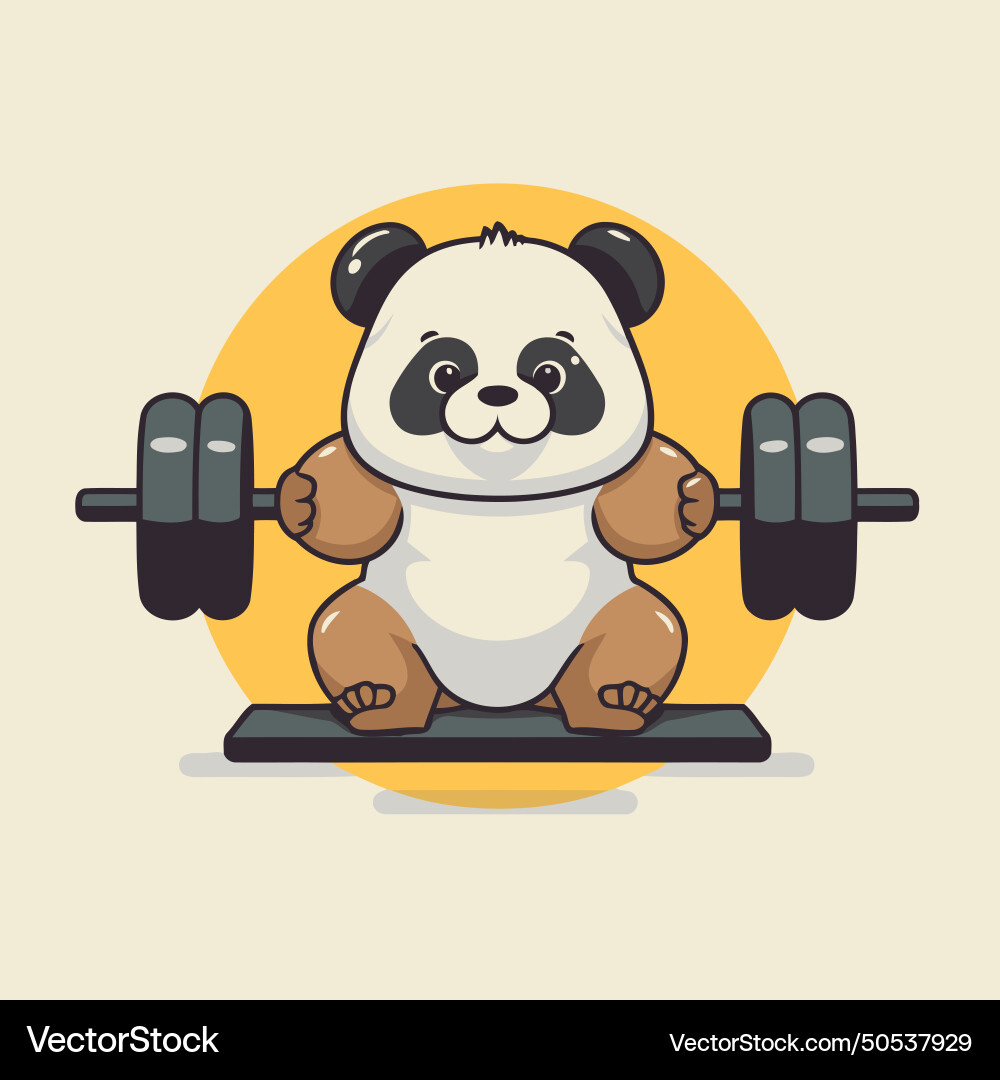 Panda with dumbbells in the gym Royalty Free Vector Image