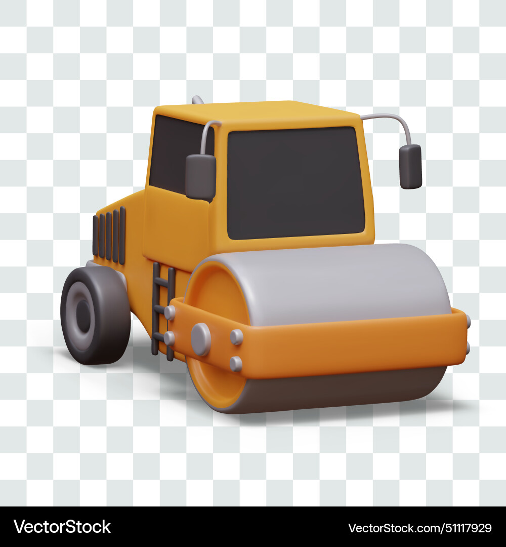 Realistic road roller front view modern heavy Vector Image