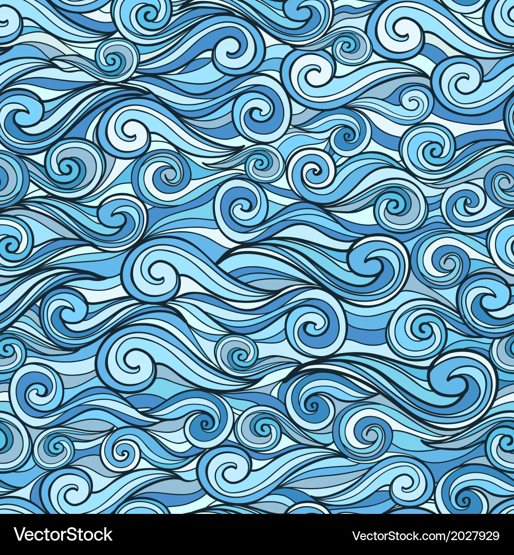 Sea waves pattern Royalty Free Vector Image - VectorStock