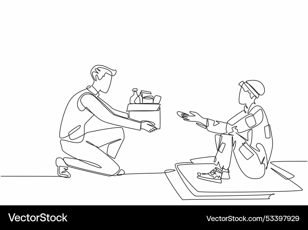 Single continuous line drawing a young man Vector Image