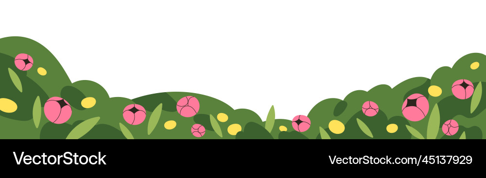 Spring meadow flowers and grass border field Vector Image