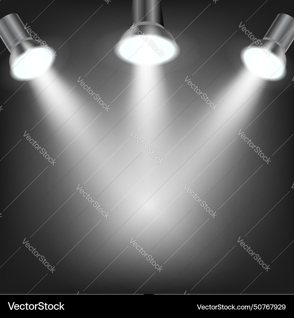 White spotlights shining Royalty Free Vector Image
