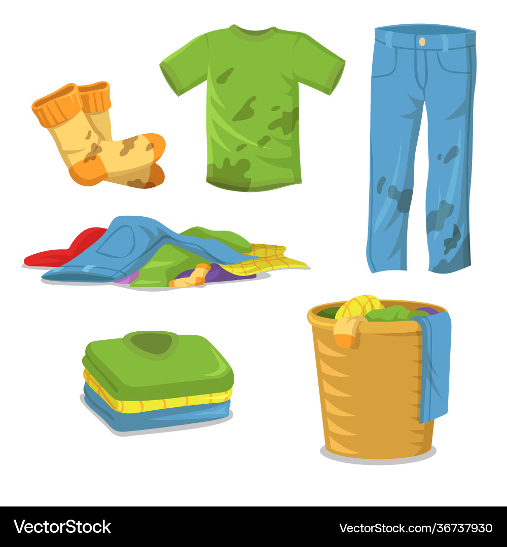 Dirty clothes laundry steps Royalty Free Vector Image