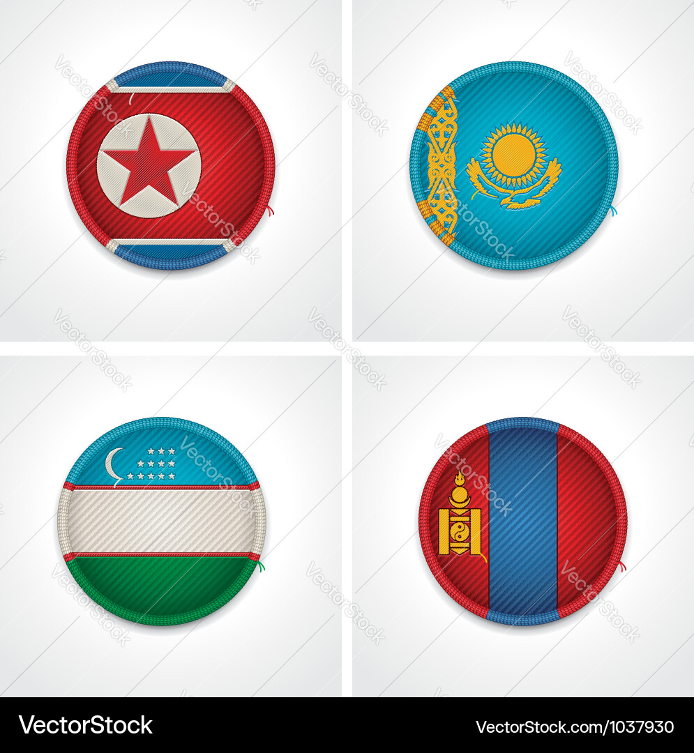 Flags of countries as fabric badges Royalty Free Vector