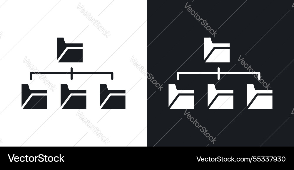 Folder tree icons set black and colored style Vector Image