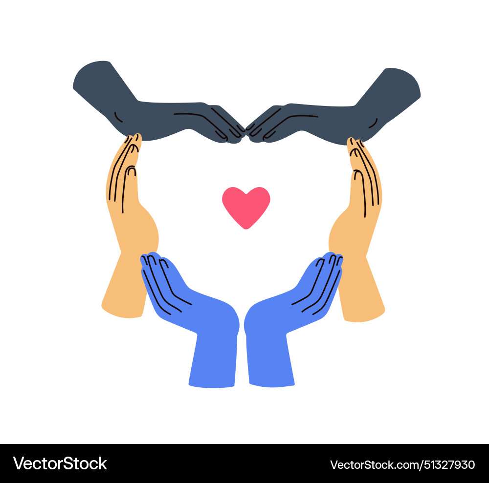 Heart-shaped hands care support love and peace Vector Image