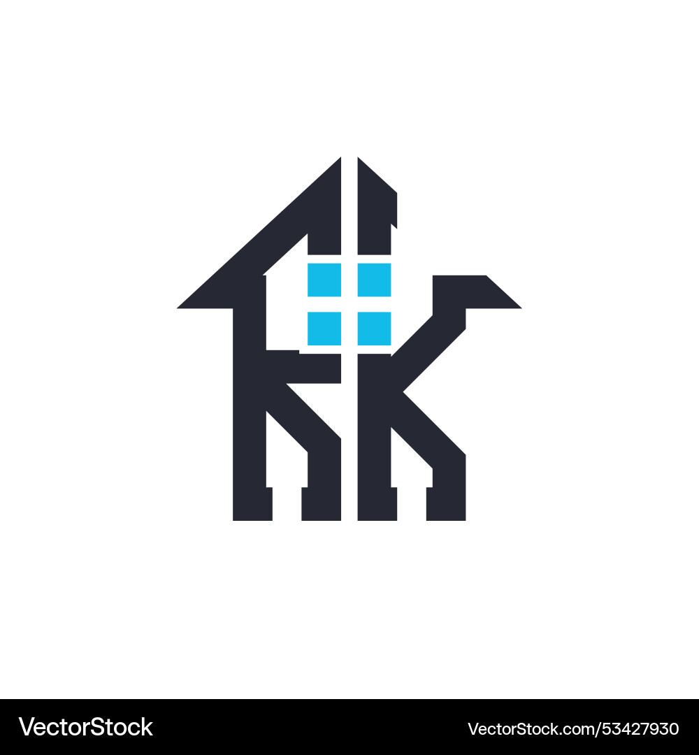 Initials rk house logo design creative letter rk Vector Image