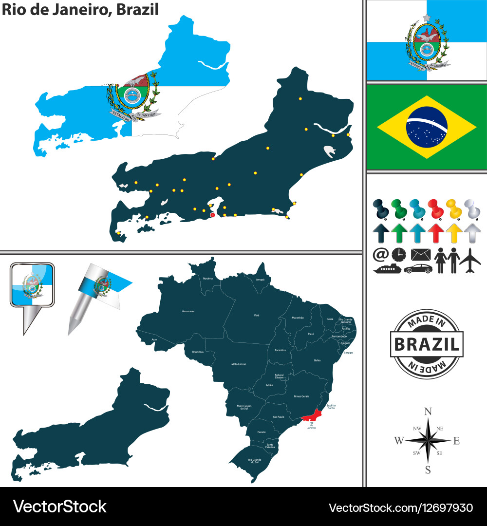 Map of rio de janeiro Royalty Free Vector Image