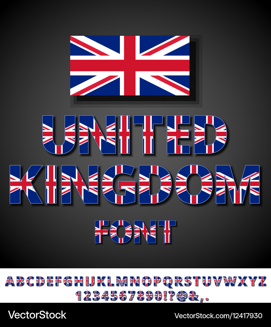 National flag font Royalty Free Vector Image - VectorStock