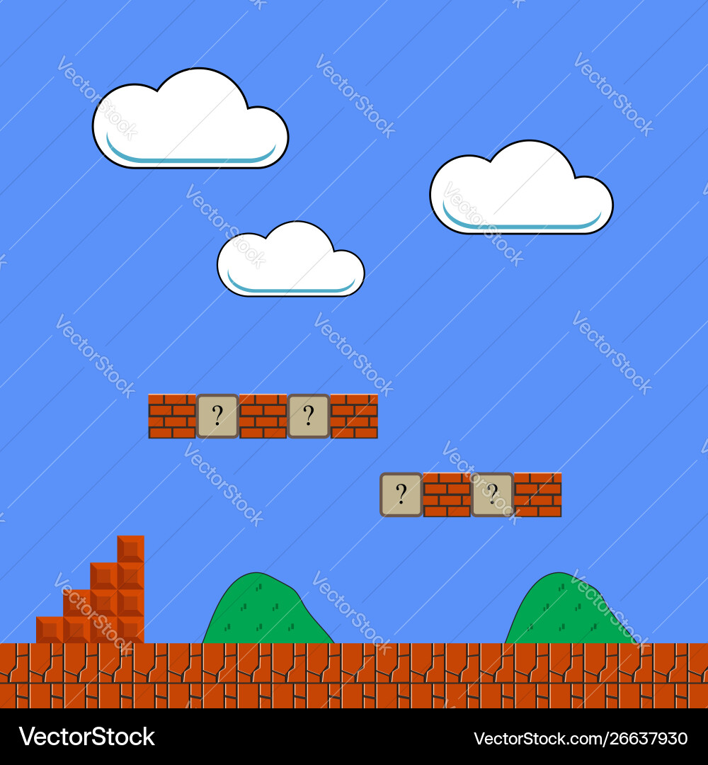 Retro Pixel Arcade Background Royalty Free Vector Image