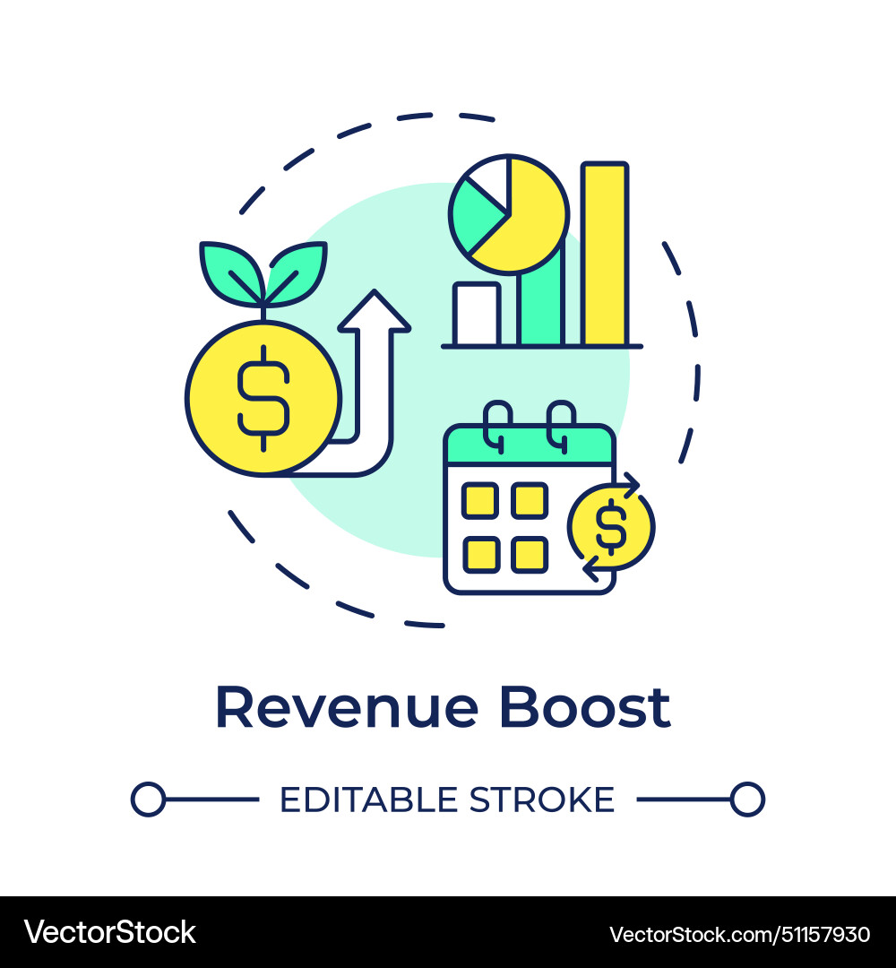 Revenue boost multi color concept icon Royalty Free Vector