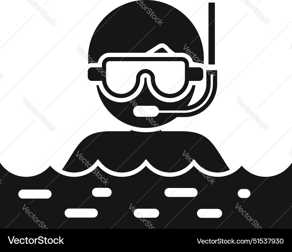 Scuba diver icon in black and white Royalty Free Vector
