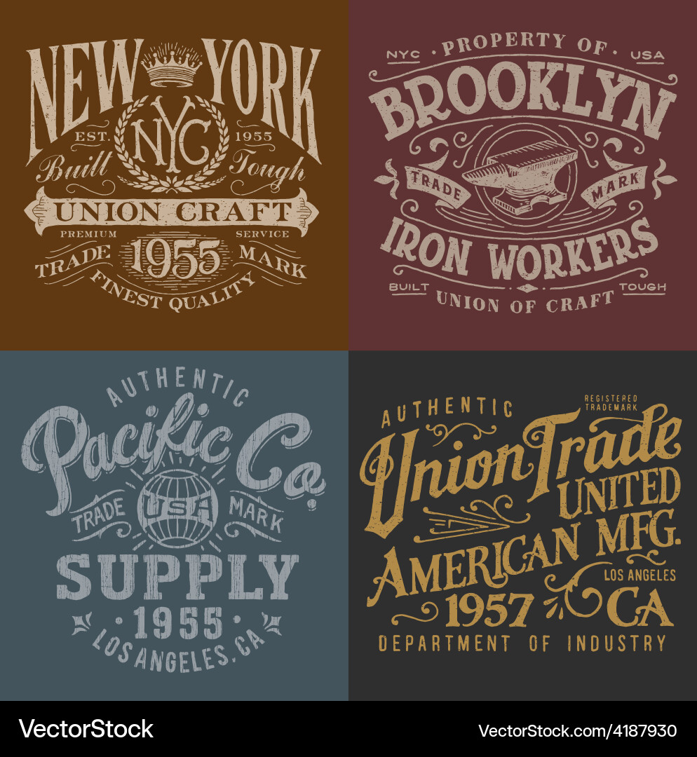 Vintage workwear graphics set Royalty Free Vector Image