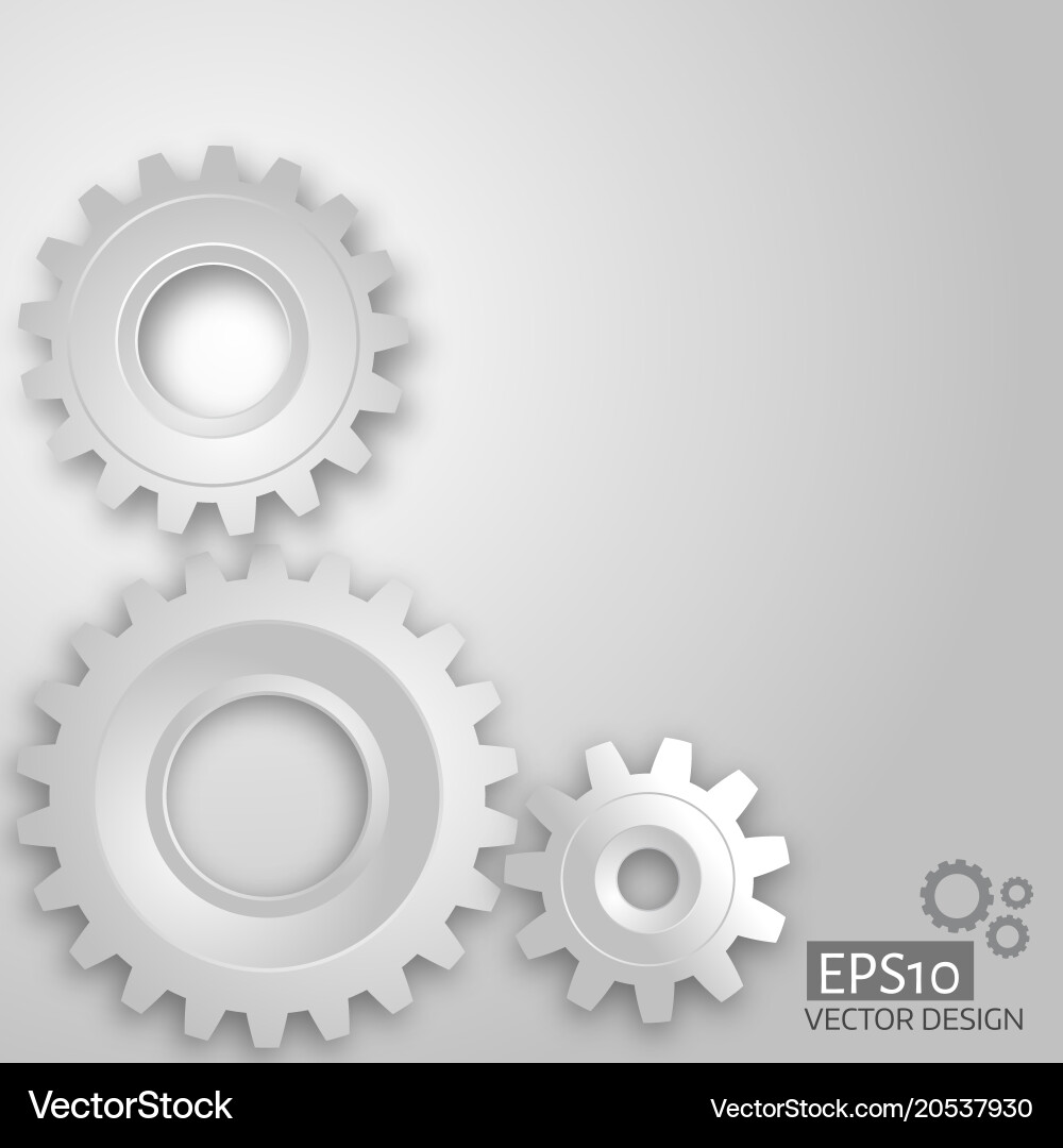 White gears on the grey background Royalty Free Vector Image