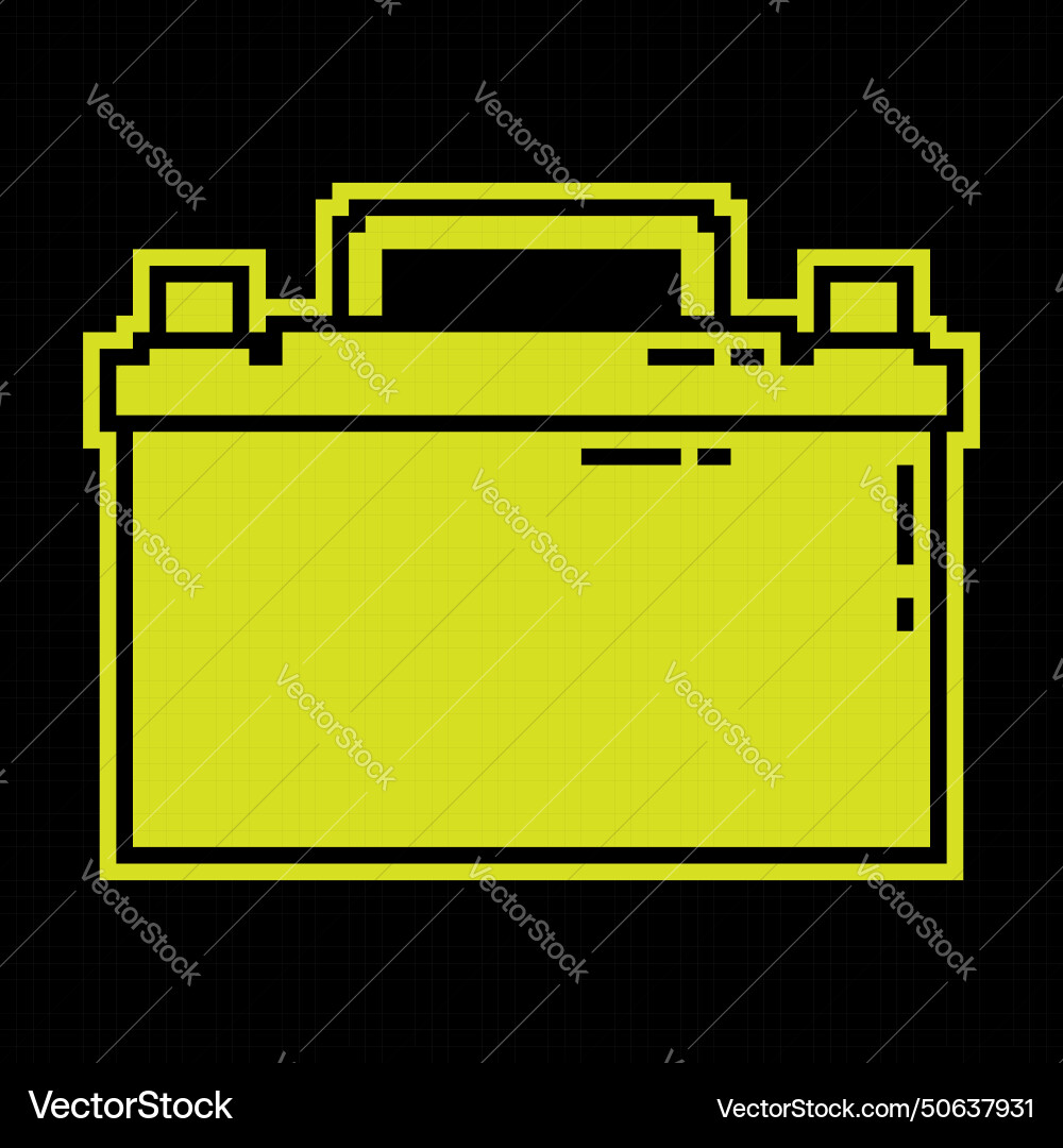 Car battery pixel silhouette icon with electric Vector Image