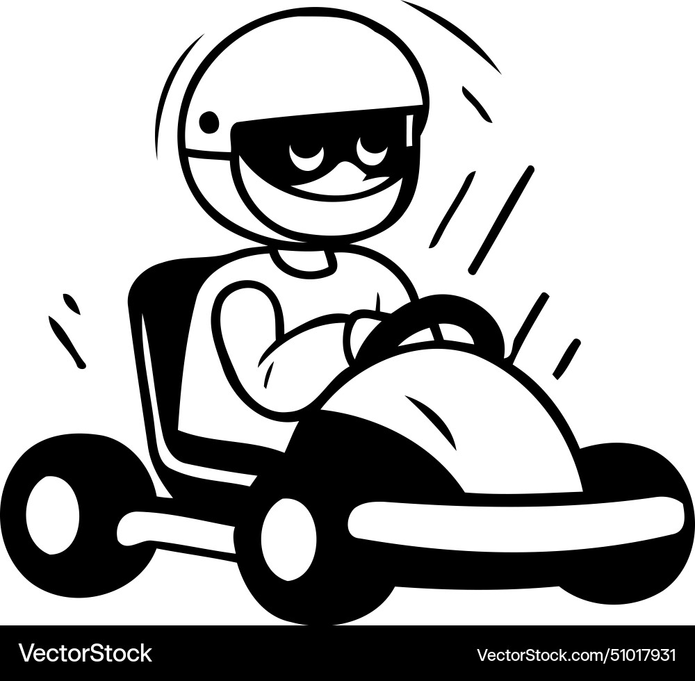 Cartoon kart driver in flat design style Vector Image