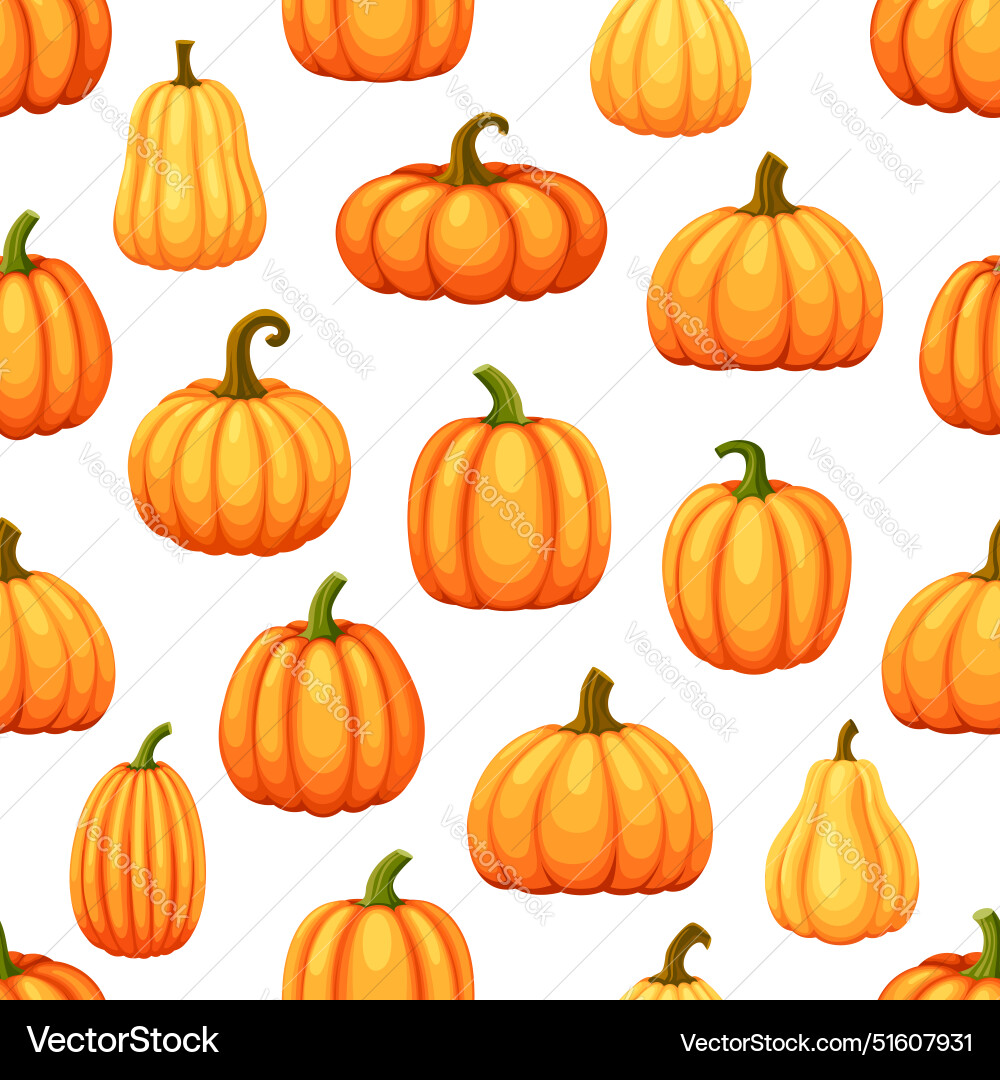 Cartoon ripe raw pumpkins seamless pattern Vector Image