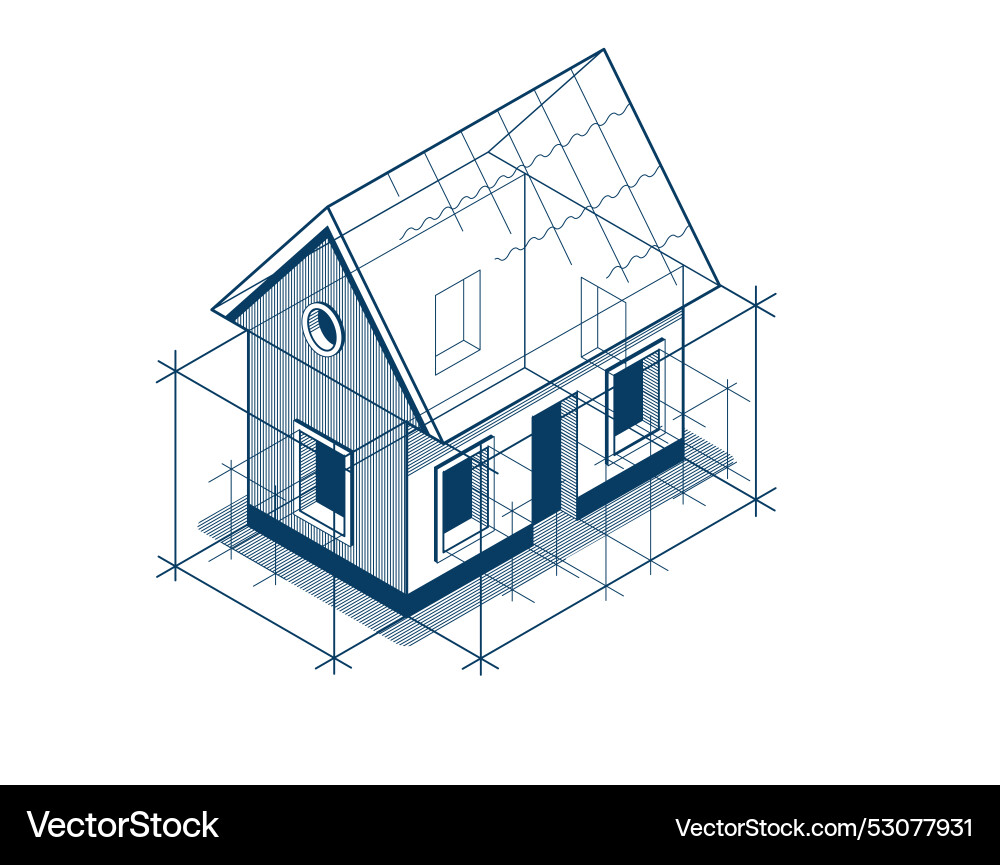 Cottage house for rest project concept 3d Vector Image