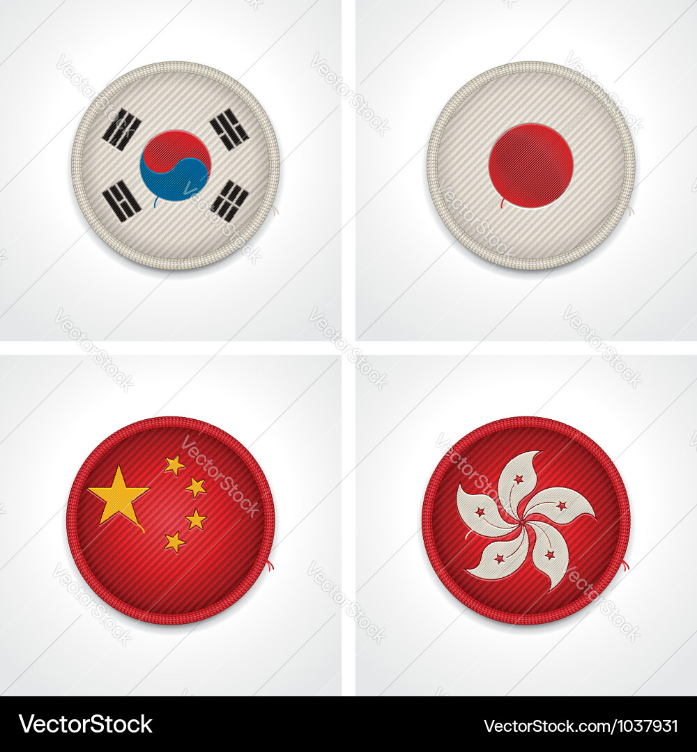 Flags of countries as fabric badges Royalty Free Vector