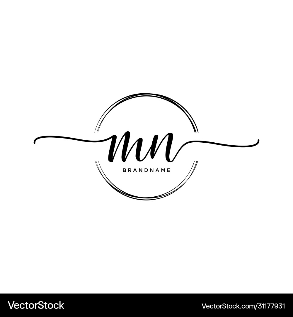 Mn initial handwriting logo with circle template Vector Image