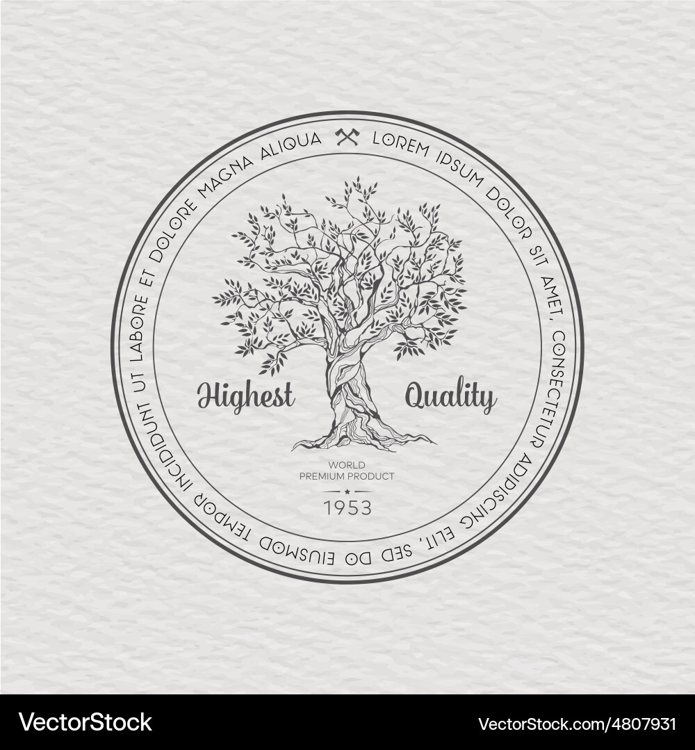 Vintage label with tree Royalty Free Vector Image