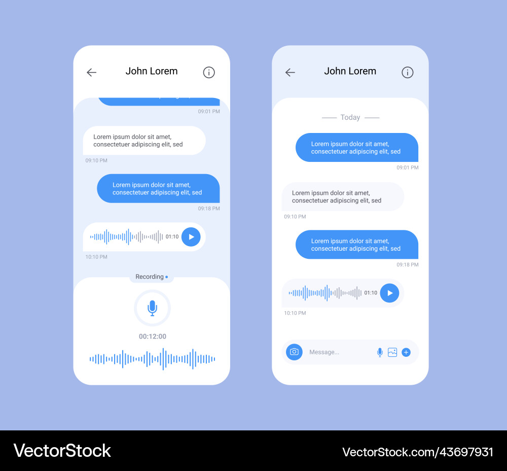 Voice message phone app screen voicemail call Vector Image