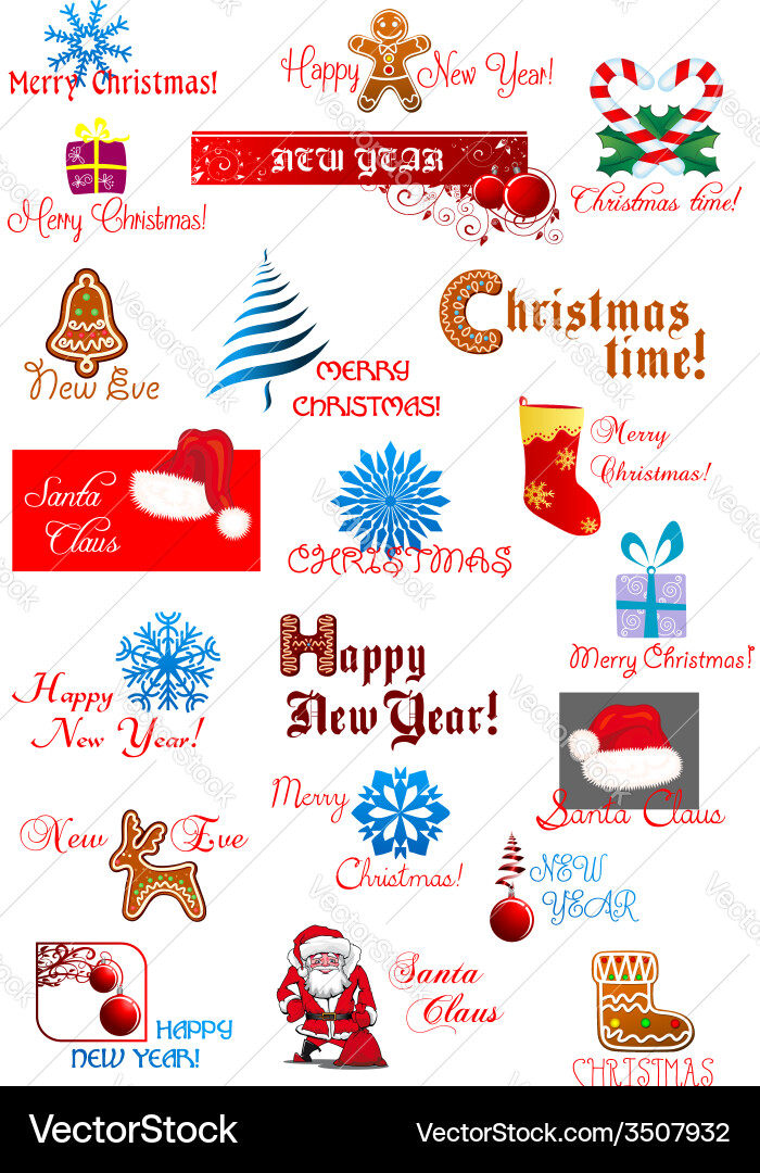 Christmas & New Year Symbols Royalty Free Vector Image