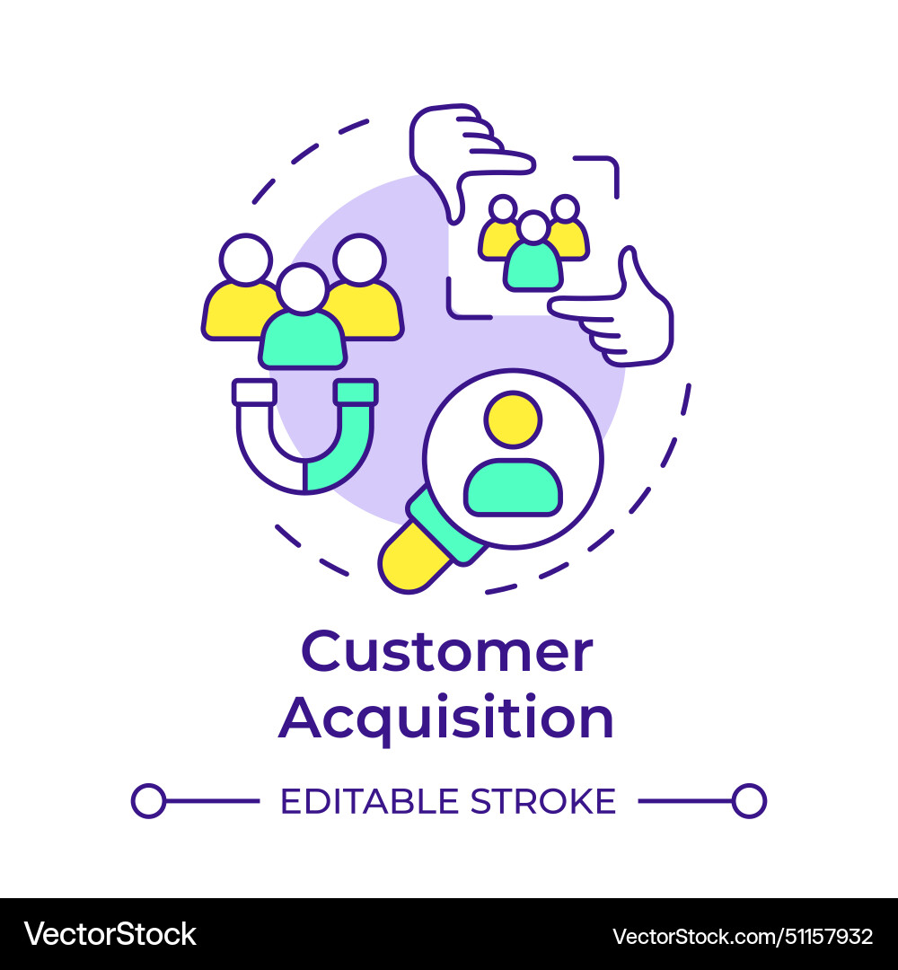 Customer acquisition multi color concept icon Vector Image