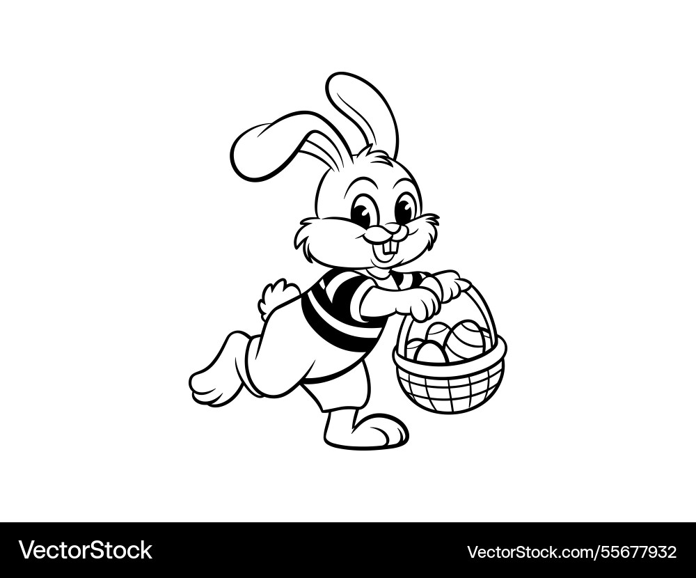 Easter bunny line art cute rabbit holding Vector Image