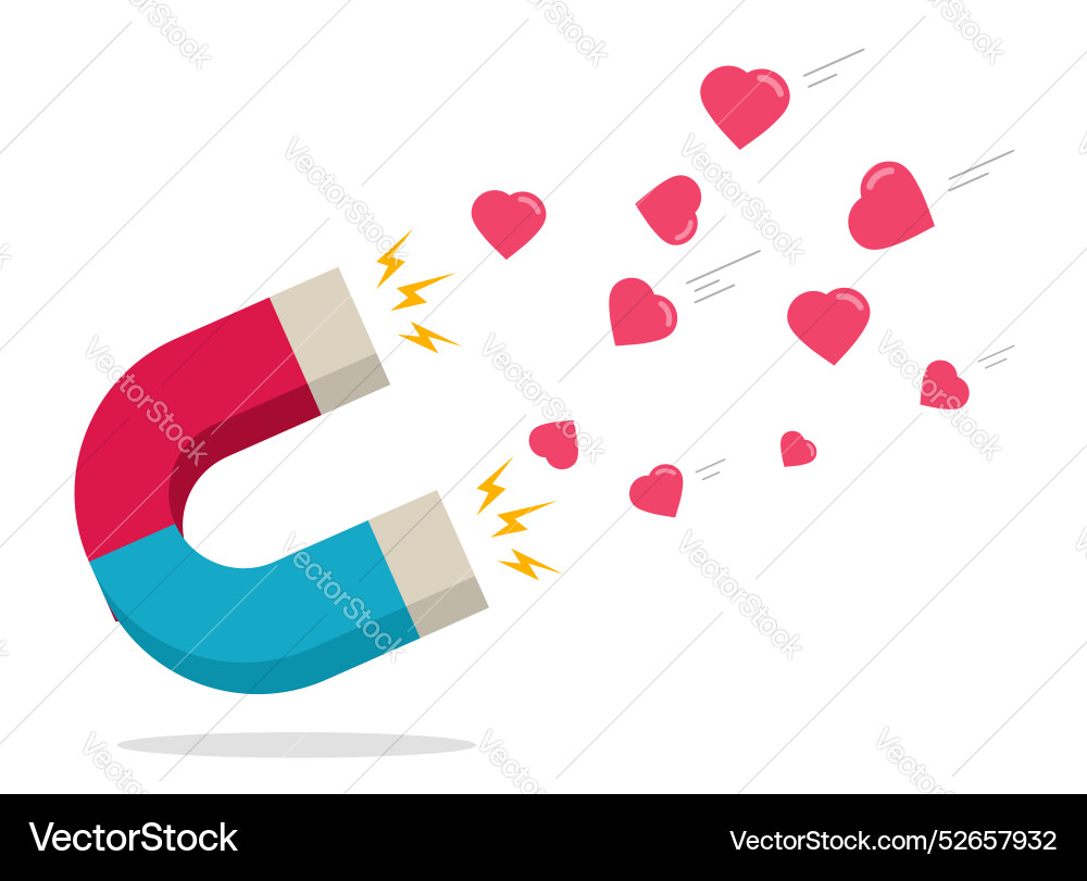 Love magnet power attracting like hearts icon Vector Image