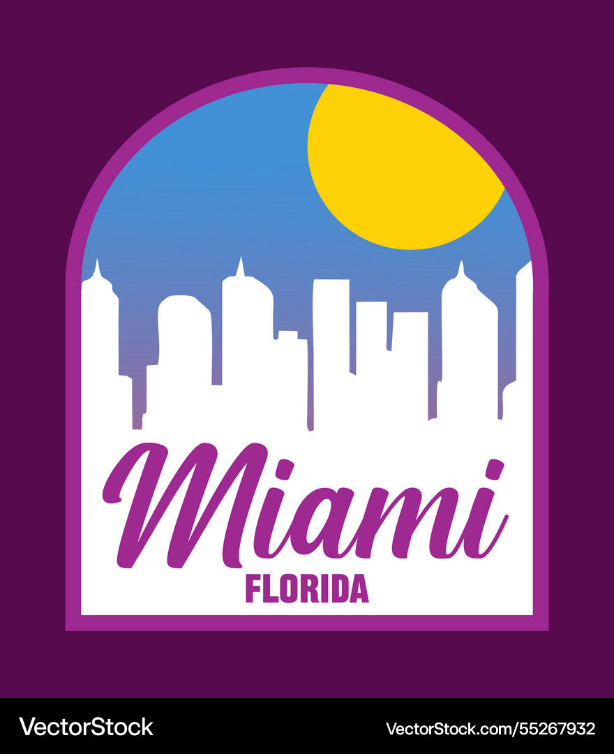 Miami florida with head tree silhouette Royalty Free Vector