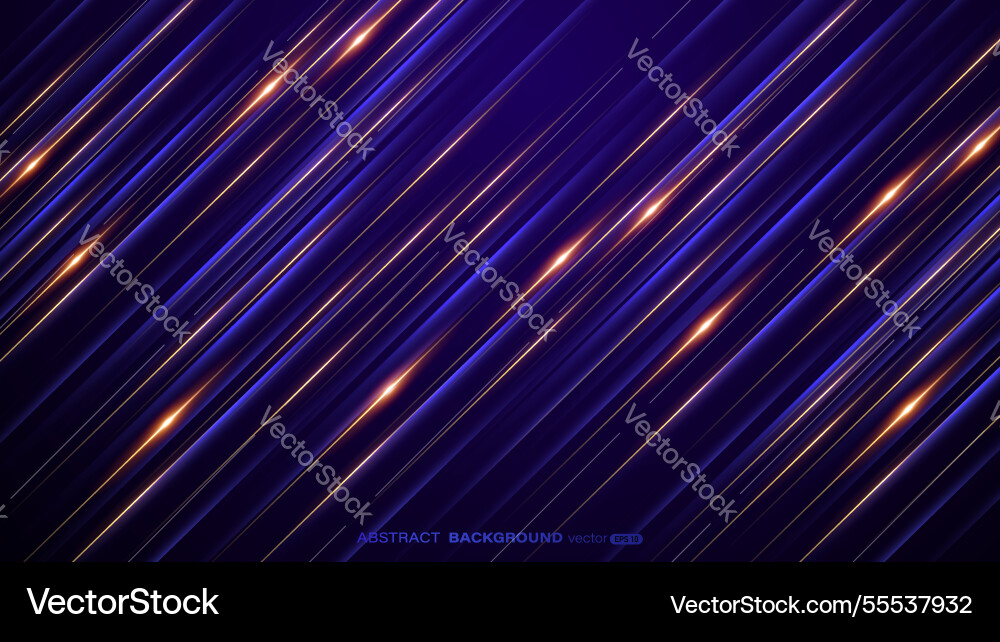 Slanted blue light beam and golden lines Vector Image