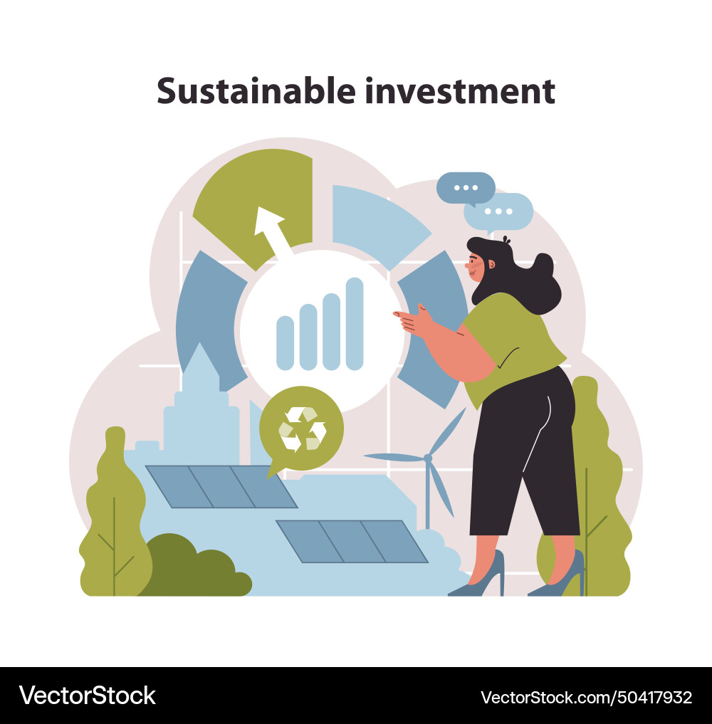 Sustainable investment dynamics green growth Vector Image